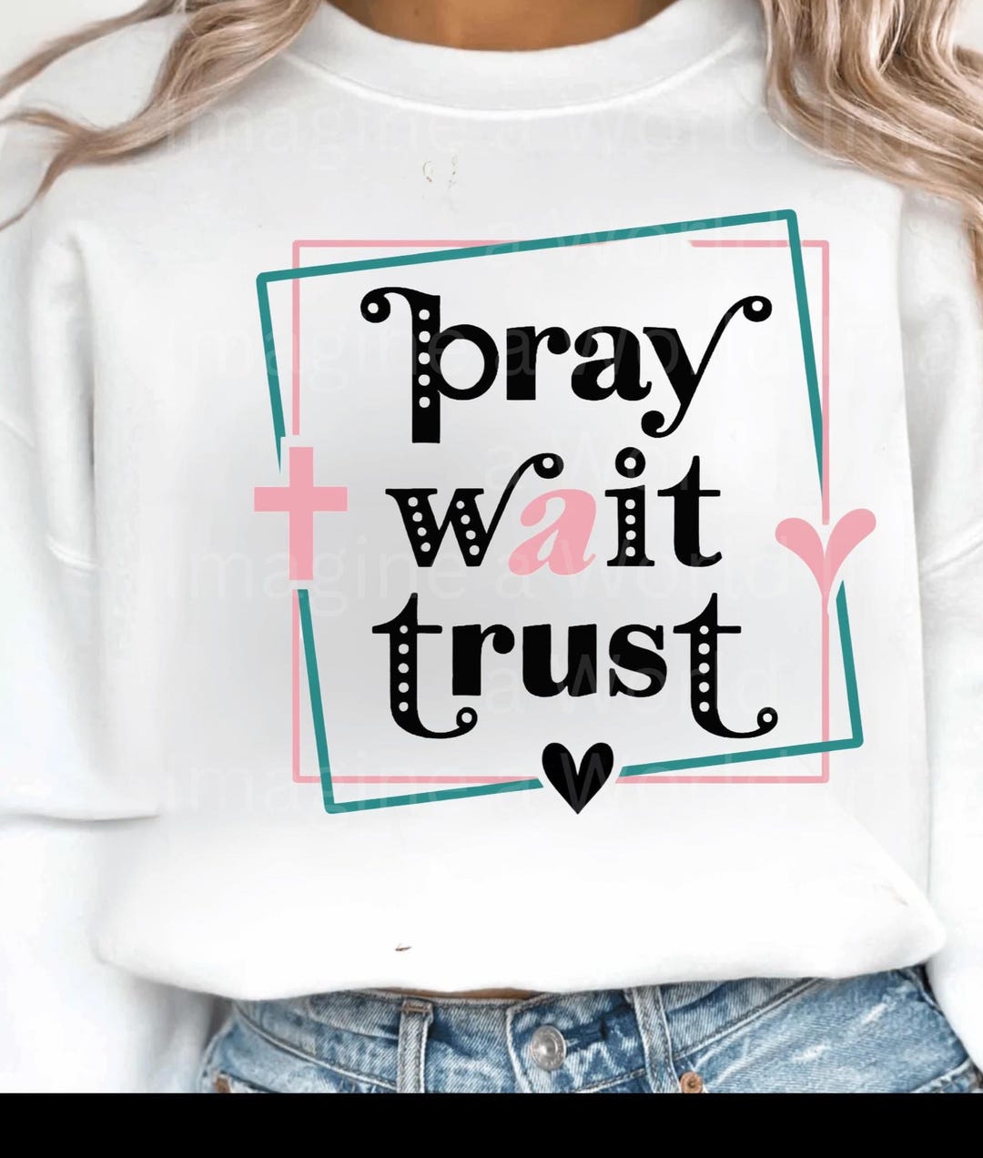 Pray Wait Trust Christian PNG: Bible Verse Religious Design (digital ...