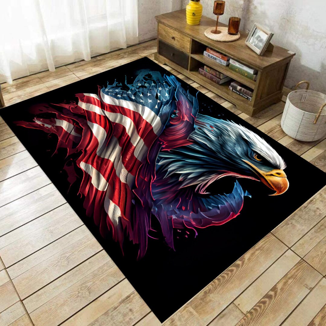 Flag Rug, USA Flag Rug, American Flag Rug, Eagle Rug, Flag and Eagle ...
