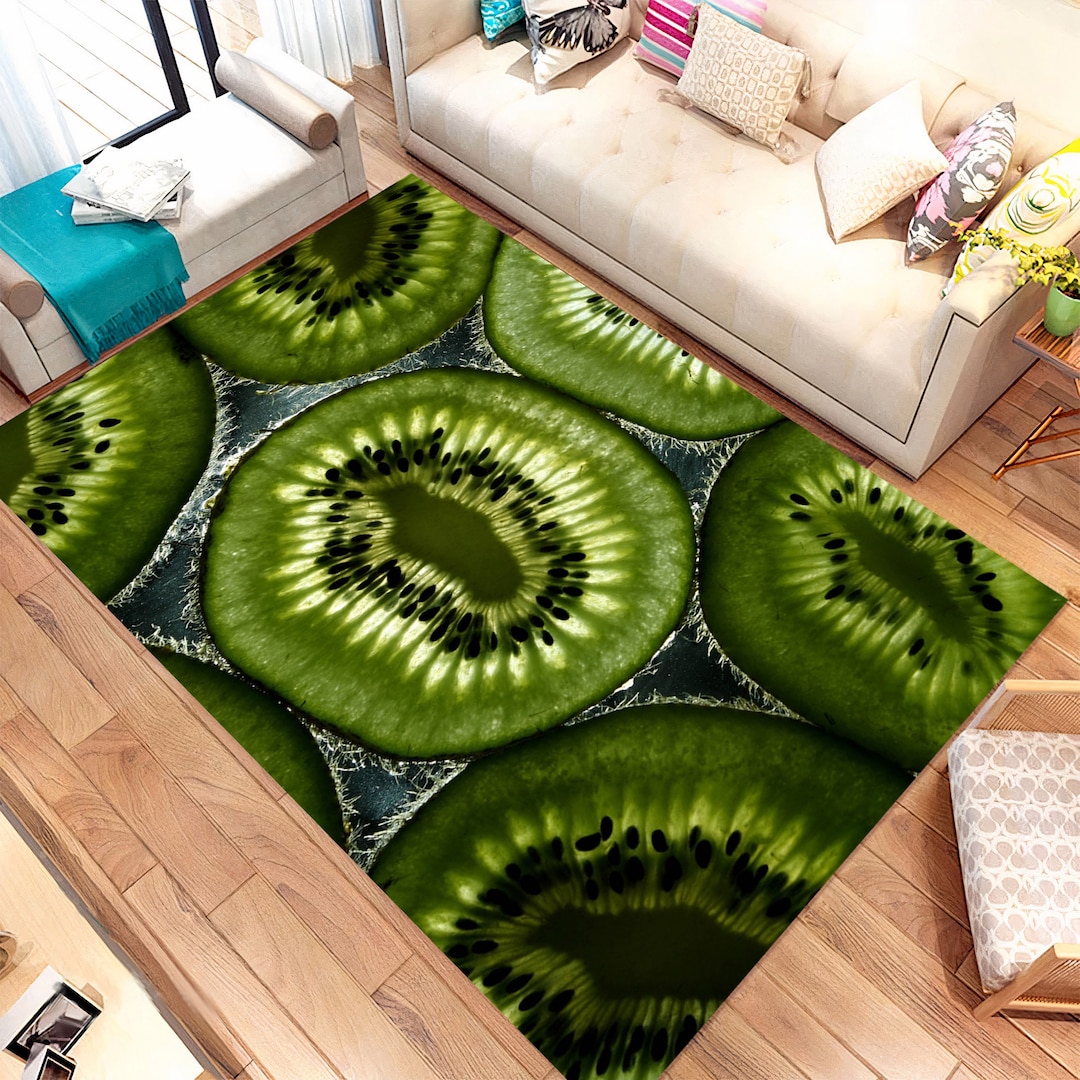 Kiwi Kitchen Rug, Kiwi Pattern Rug, for Kitchen Rug, Fruit Rug, Modern ...