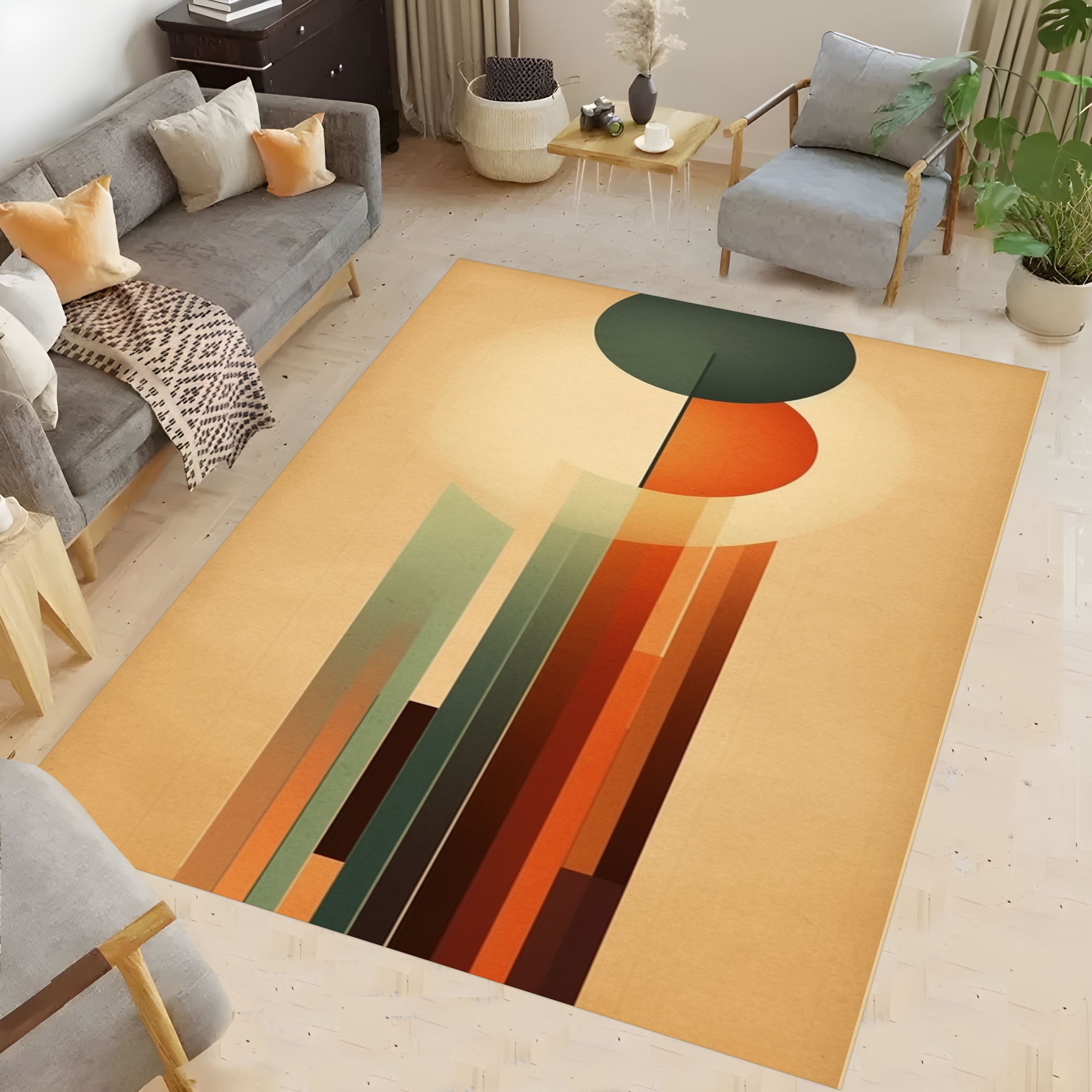 Mid Century Rug, Mid Century Modern Rug, Minimal Rug, Abstract Rug ...
