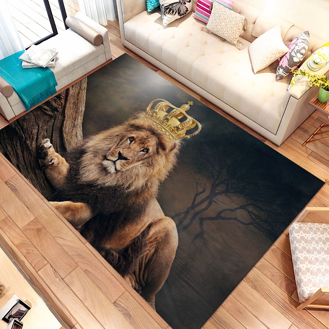 Lion Rug,lion Art Rug,brown Lion Art Rug,for Boy Room Rug,for Kids Rug ...