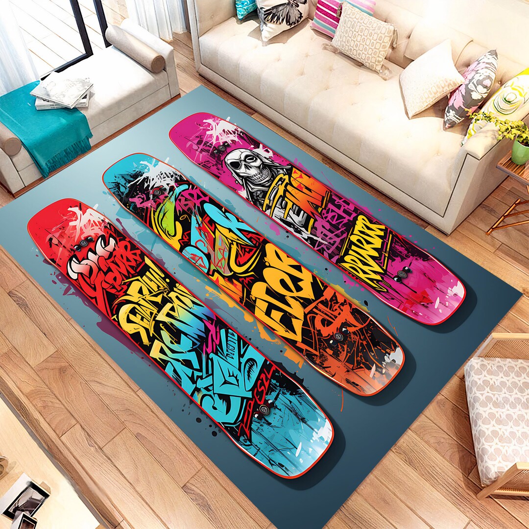 Skateboard Rug,sports Rug,graffiti Rug,teens Room Rug,colorful Rug ...