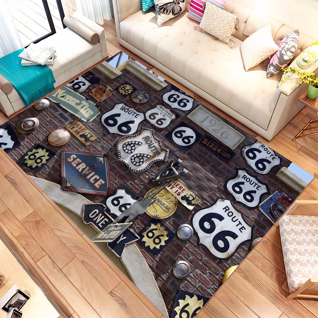 Route 66 Rug Road Rug American Highway Rug Bikers Rug Road - Etsy