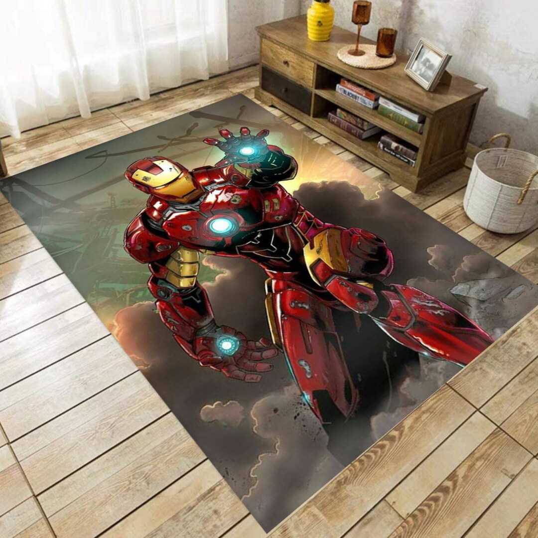 Ironman Rug, Iron Man Rugs, Living Room Rug, Popular Rug, Kids Gift Rug ...