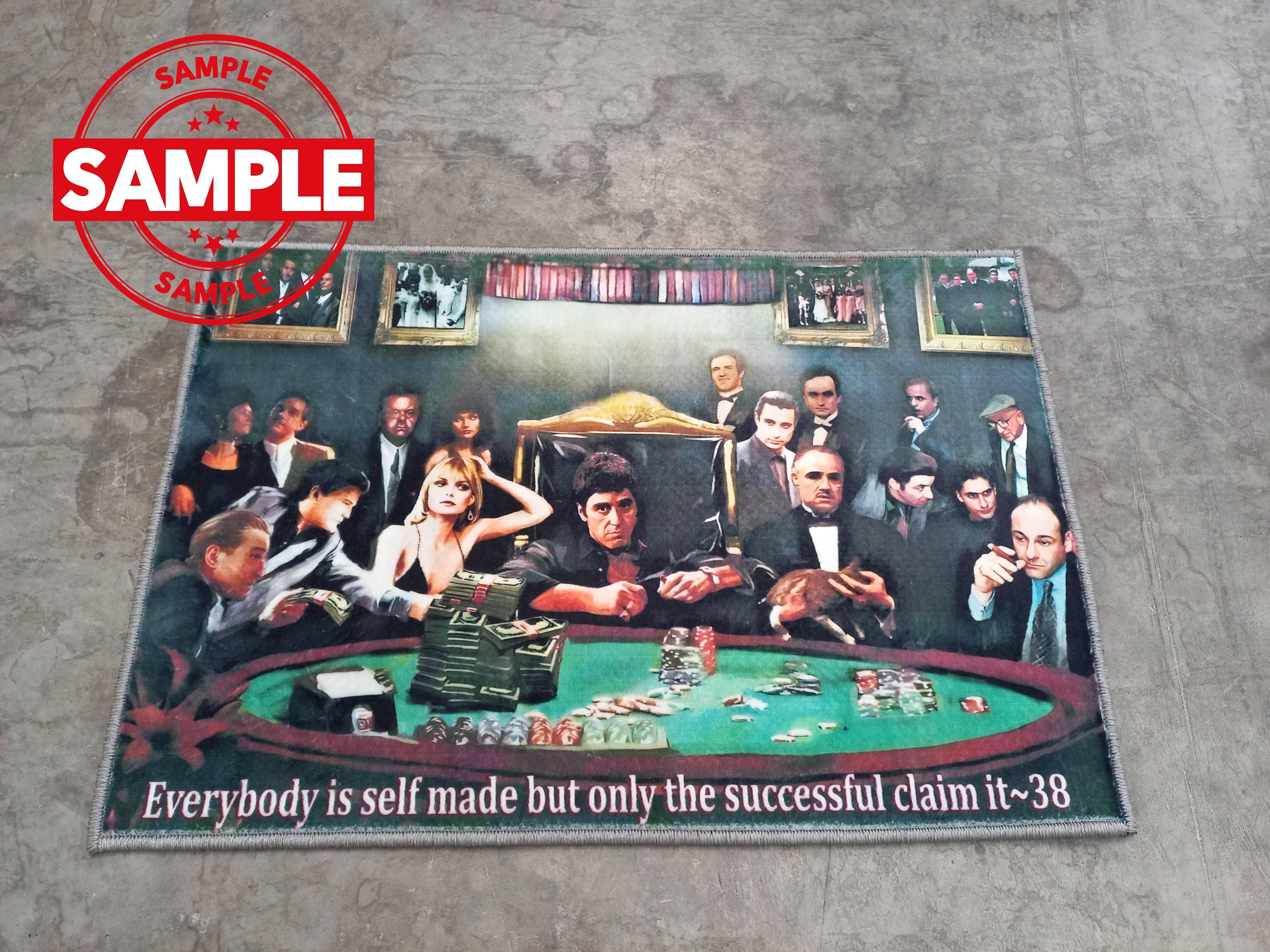 Scarface Rug, God Father Rug, Poker Theme Rug, Living Room Rug, Room ...