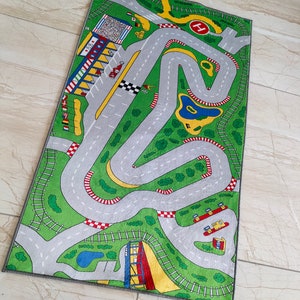 Race Car Rug, Gray and Green Street Game,car Rug, Kids Room Rug, Kids ...