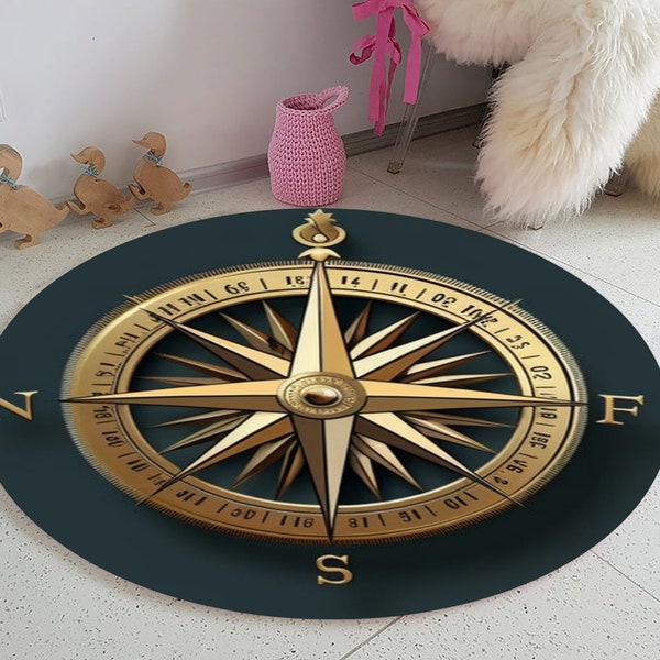 Nautical Compass Round Rug - Etsy