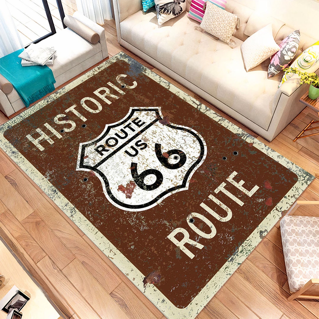 Route 66 Rug, Road Rug, American Highway Rug, Bikers Rug, Road 66 Rug ...