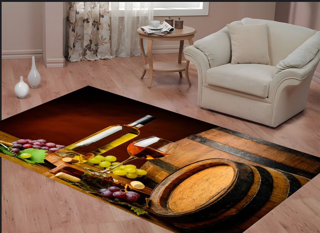 Wine Glass Rug, Fantastic Rug, Wine Bottle Rug,kitchen Rug,wine Art Rug ...