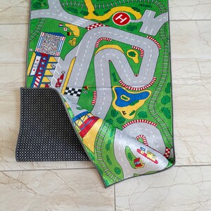 Race Car Rug, Gray and Green Street Game,car Rug, Kids Room Rug, Kids ...