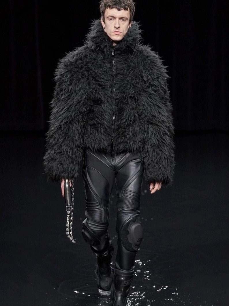 Fur Zipper Black Jacket Opium - Etsy