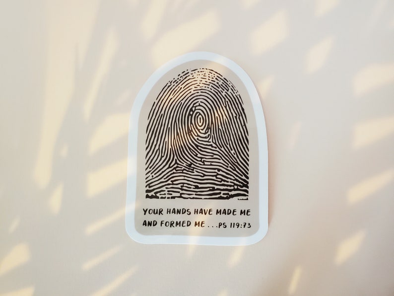 Your Hands Have Made Me Fingerprint Sticker | Christian Water Bottle ...