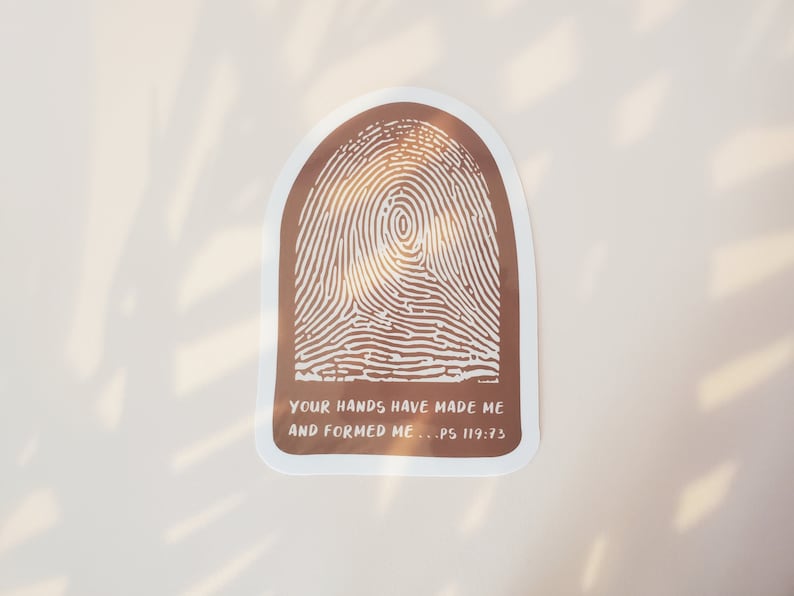 Your Hands Have Made Me Fingerprint Sticker | Christian Water Bottle ...