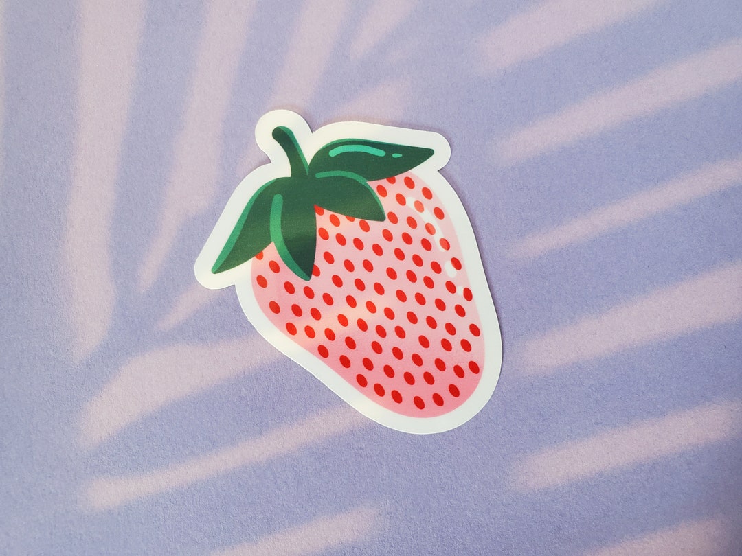 Pink Strawberry Sticker | Cute Fruit Sticker for Laptop | Aesthetic ...