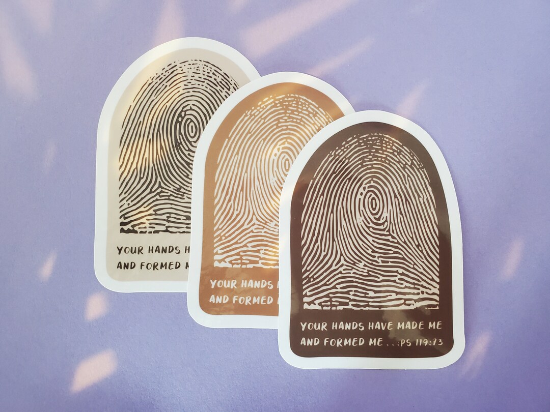 Your Hands Have Made Me Fingerprint Sticker | Christian Water Bottle ...
