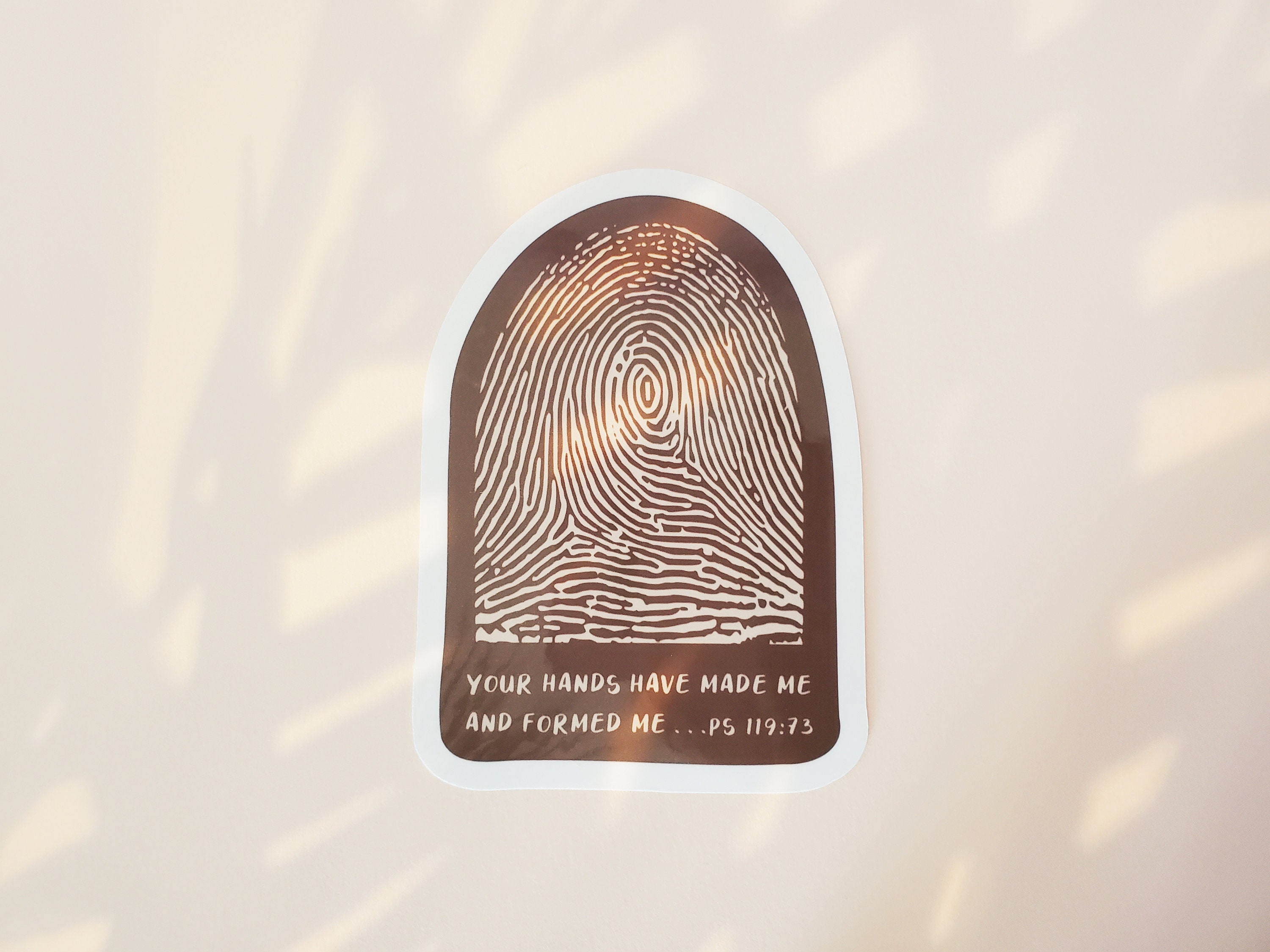 Your Hands Have Made Me Fingerprint Sticker | Christian Water Bottle ...