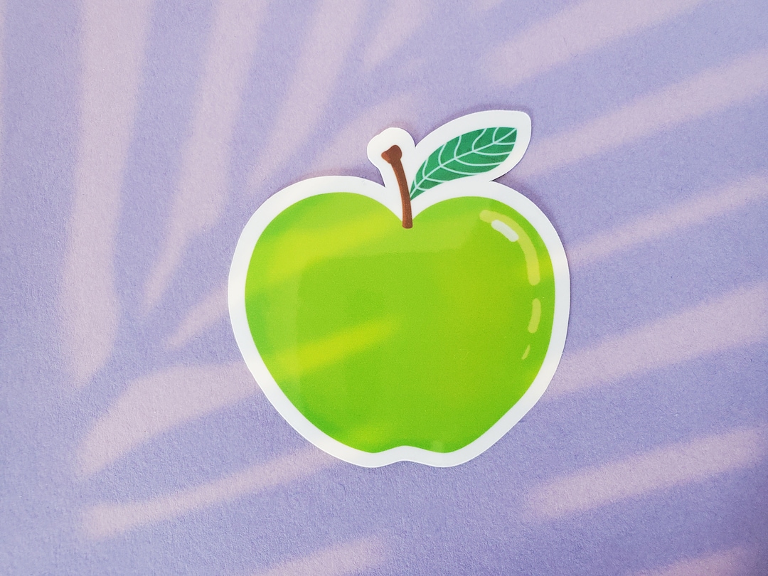 Green Apple Sticker | Cute Fruit Sticker for Water Bottle | Laptop ...