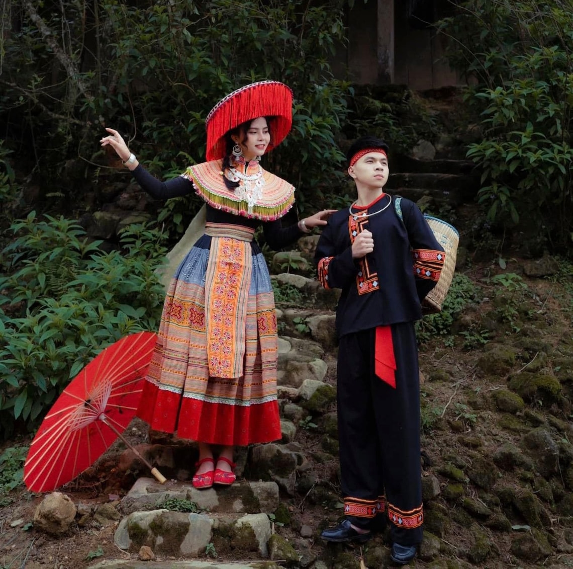 Hmong Couple Set | Hmong Outfit for Women | Vintage Embroidered Dress ...