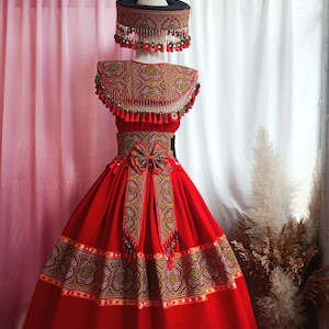 Hmong Dress for Women, Ethnic Embroidered Hmong Dress, Hill Tribe ...