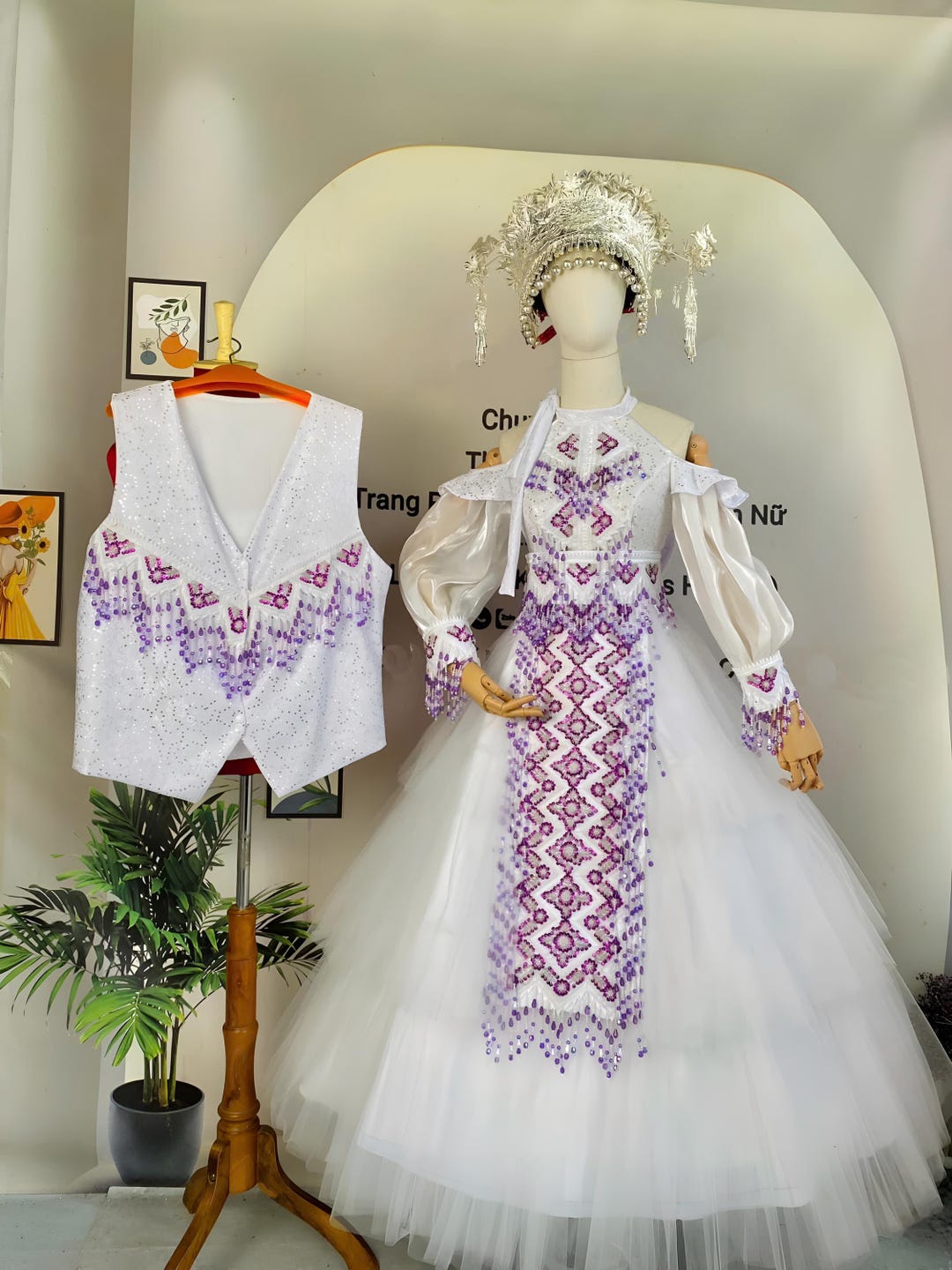 Hmong Embroideried Couple Set | Hmong Wedding Dress for Women | Vintage ...