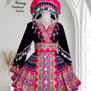 Hmong Dress for Women, Ethnic Embroidered Hmong Clothes, Hill Tribe ...