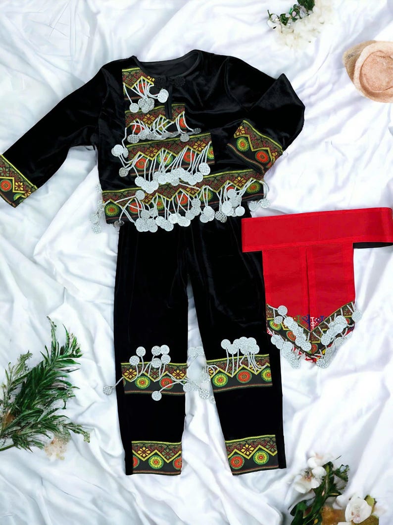 Hmong Embroidered Outfit for Boy, Hmong Boy Clothes (shirt and Pants ...