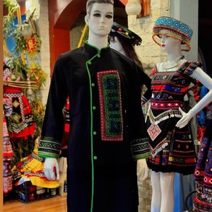 Hmong Outfit for Men | Handmade Embroidered Jacket | Hmong Ethnic ...