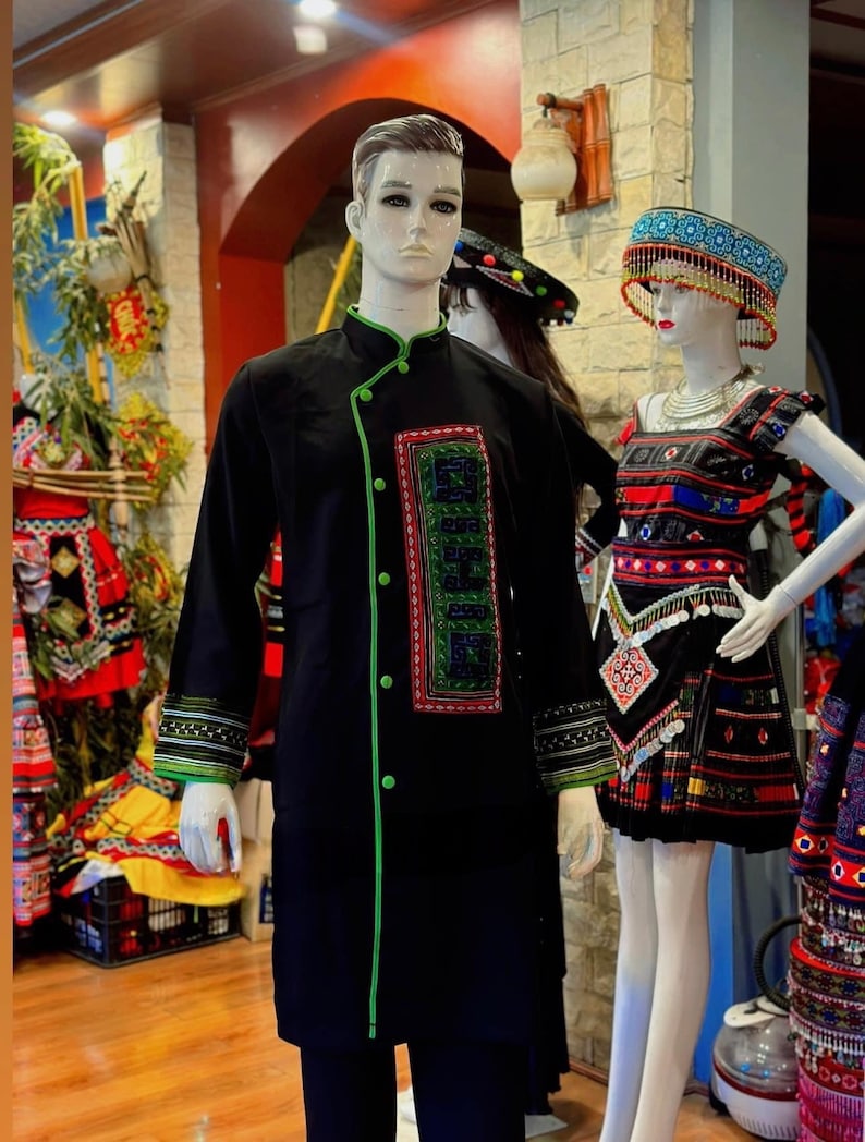 Hmong Outfit for Men | Handmade Embroidered Jacket | Hmong Ethnic ...
