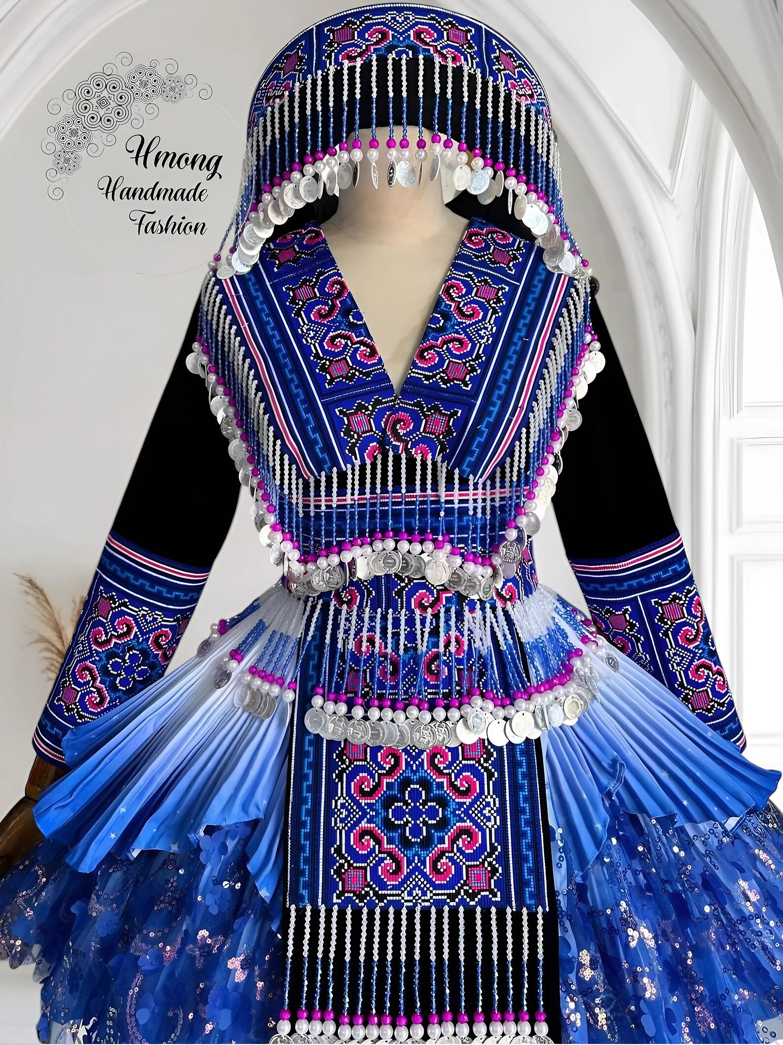 Hmong Dress for Women, Ethnic Embroidered Hmong Clothes, Hill Tribe ...