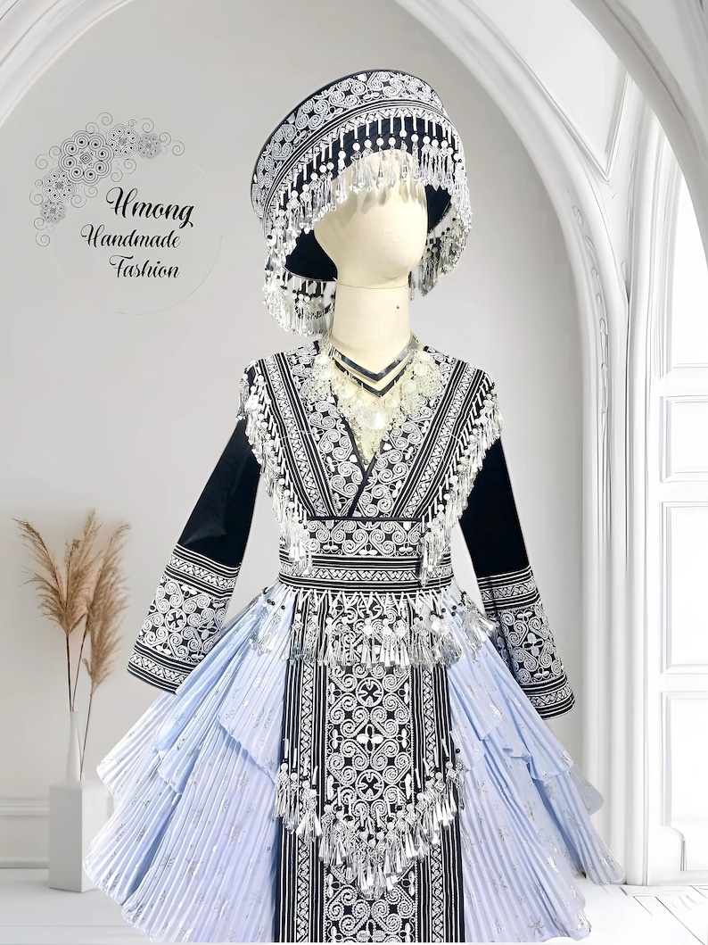 Hmong Dress for Women, Ethnic Embroidered Hmong Clothes, Hill Tribe ...
