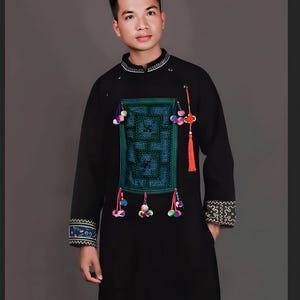 Hmong Outfit for Men | Handmade Embroidered Jacket | Hmong Ethnic ...