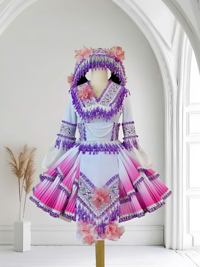 Hmong Dress for Women, Ethnic Embroidered Hmong Clothes, Hill Tribe ...
