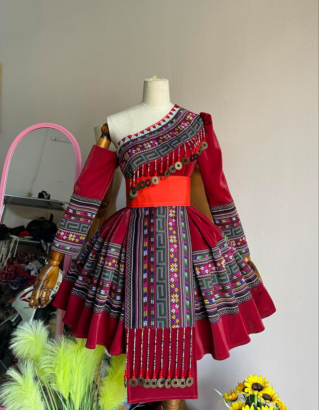 Hmong Dress for Women, Ethnic Embroidered Hmong Clothes, Hill Tribe ...