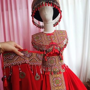Hmong Dress for Women, Ethnic Embroidered Hmong Dress, Hill Tribe ...