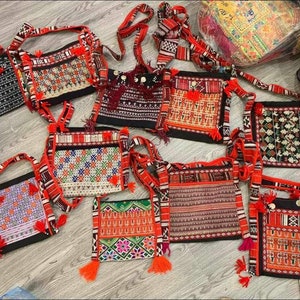 Hmong Embroidered Crossbody Bag | Vintage Handmade Batik Shoulder Bag ...