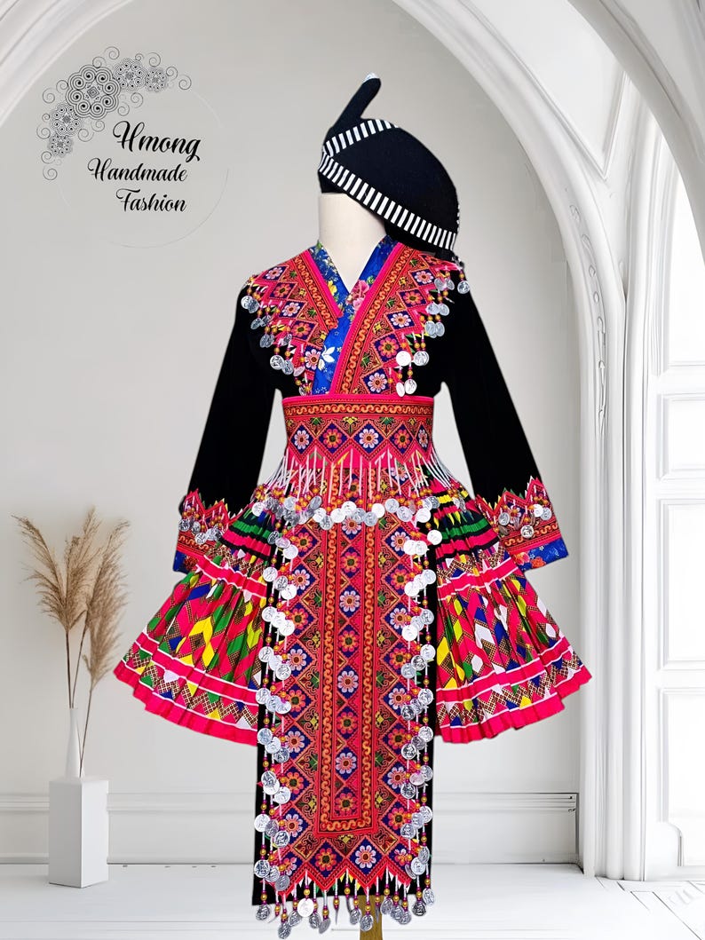 Hmong Dress for Women, Ethnic Embroidered Hmong Clothes, Hmong Hill ...