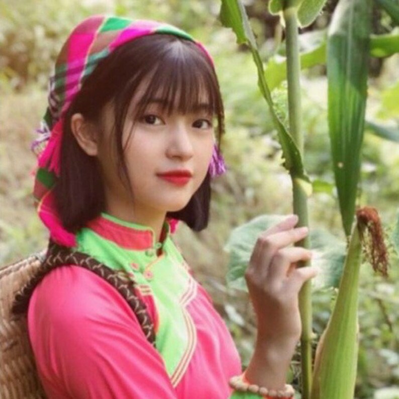 Hmong Head Scarf Vintage Handmade Square Brocade Scarf - Etsy