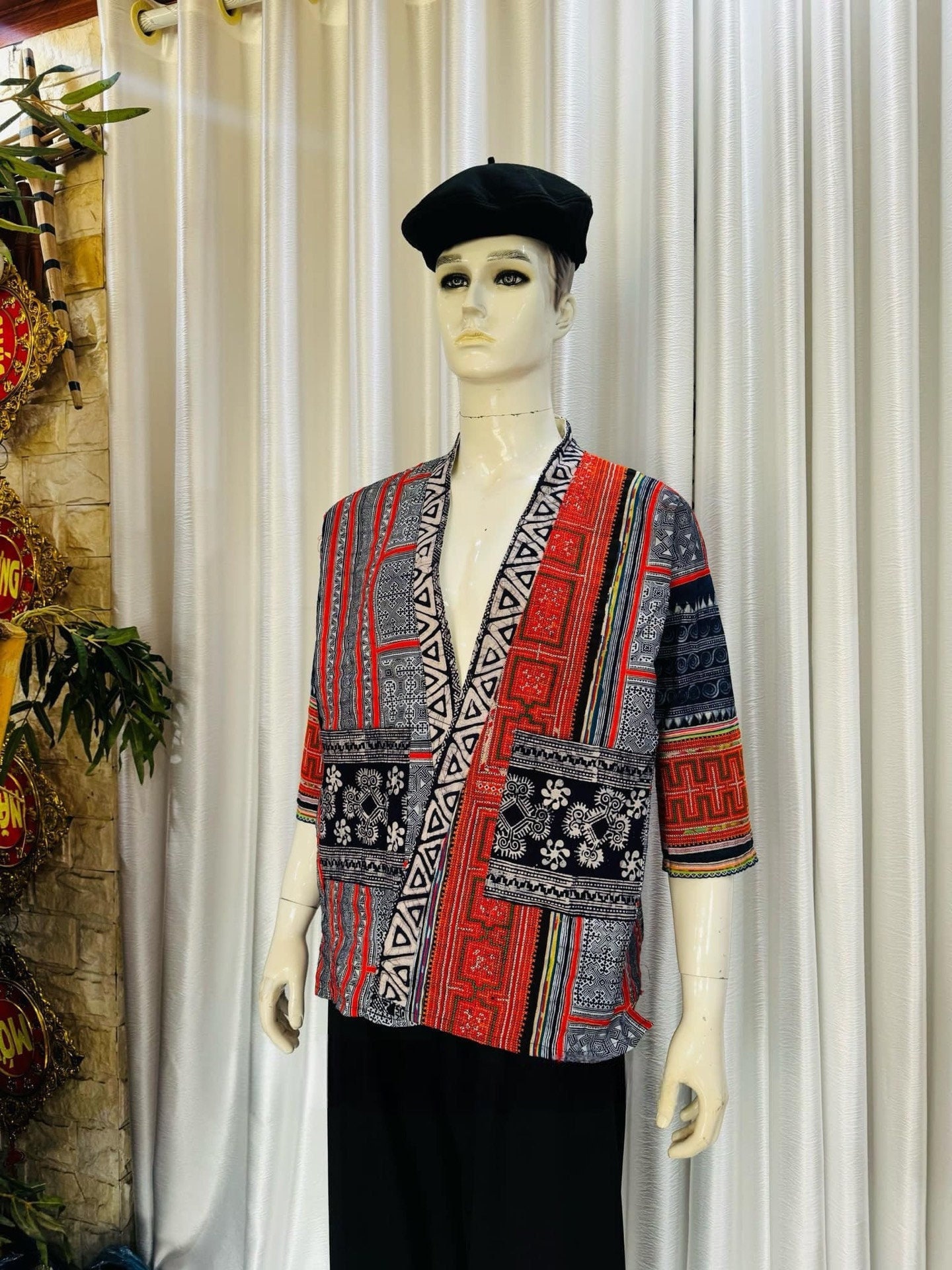 Hmong Handmade Vintage Embroidered Batik Cotton Jacket, Hmong Outfit ...