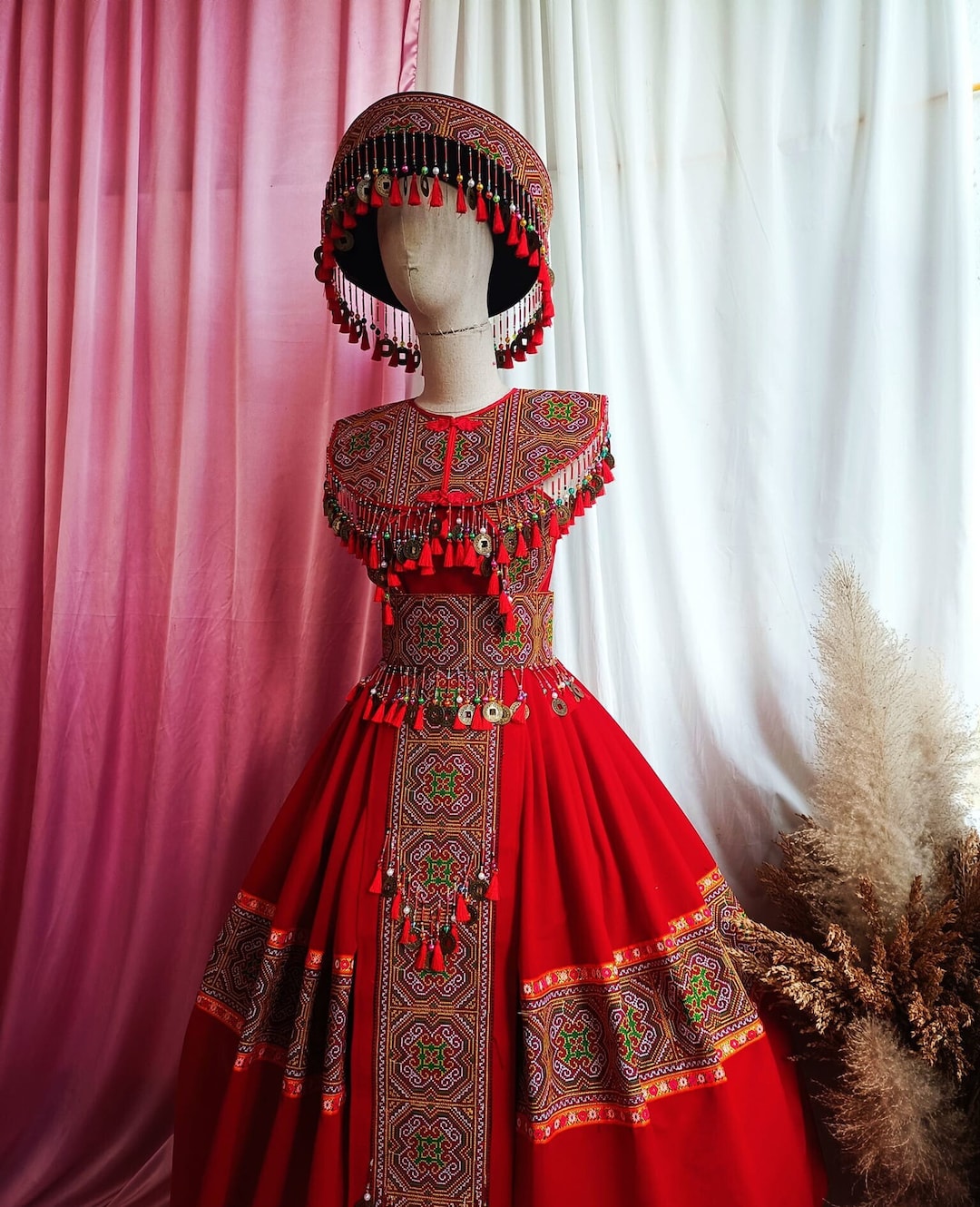 Hmong Dress for Women, Vintage Ethnic Embroidered Hmong Dress, Hmong ...