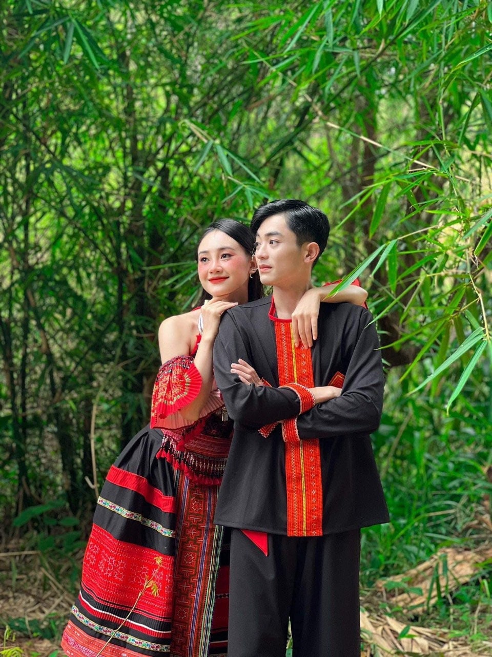 Hmong Couple Set Hmong Dress for Women Vintage Embroidered Dress Hmong ...