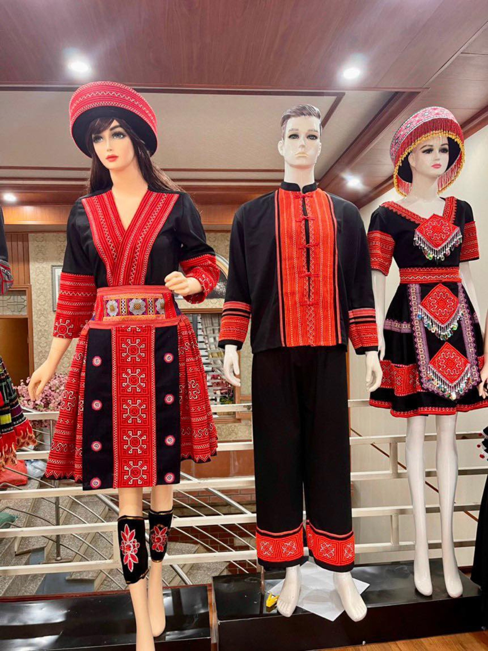 Hmong Couple Set | Hmong Dress for Women | Vintage Embroidered Dress ...