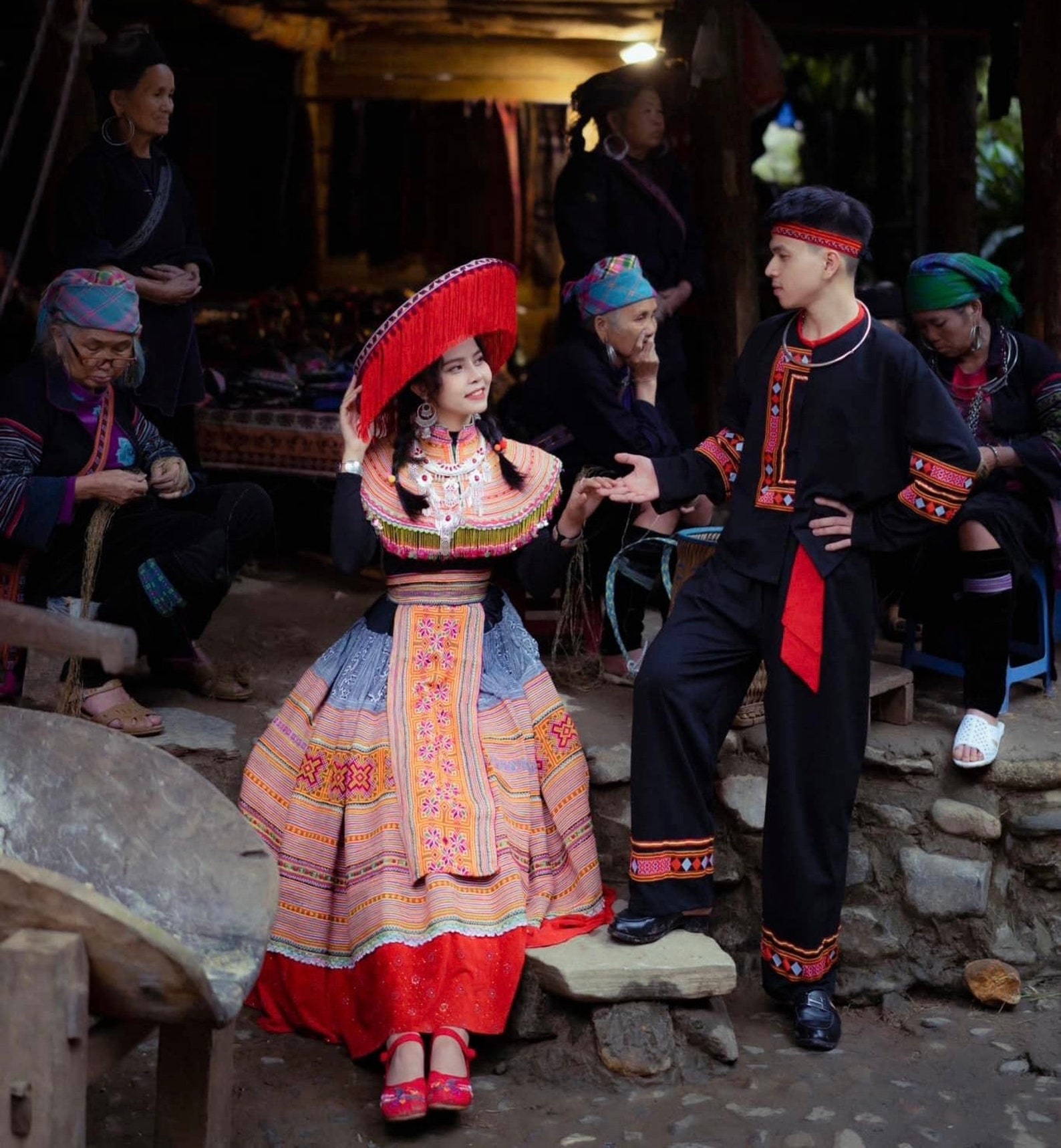 Hmong Couple Set | Hmong Outfit for Women | Vintage Embroidered Dress ...