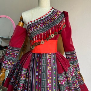 Hmong Dress for Women, Ethnic Embroidered Hmong Clothes, Hill Tribe ...