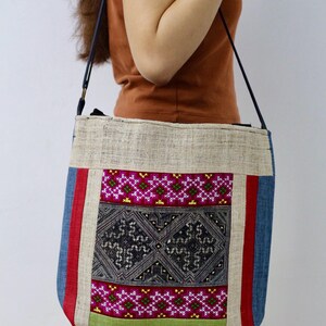 Hmong Brocade Embroidered Crossbody Bag | Vintage Handmade Batik Hill ...