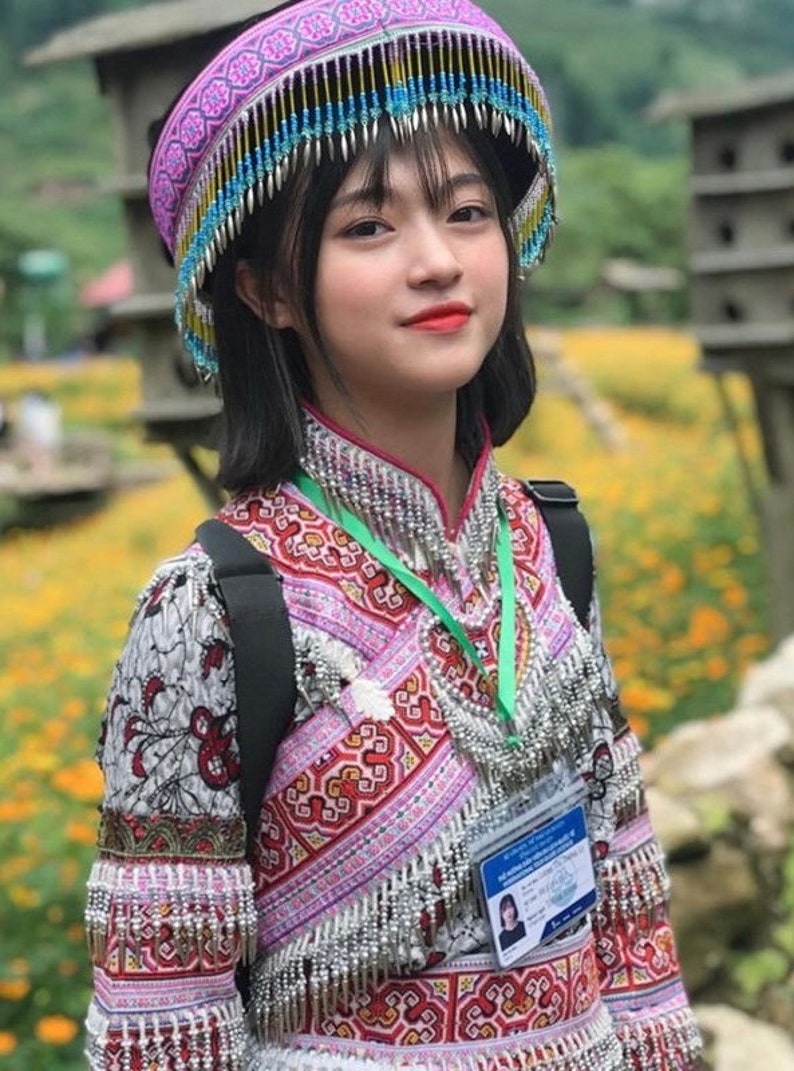 Handmade Hmong Hat, Ethnic Boho Handcrafted Headwear, Vintage Tribal ...