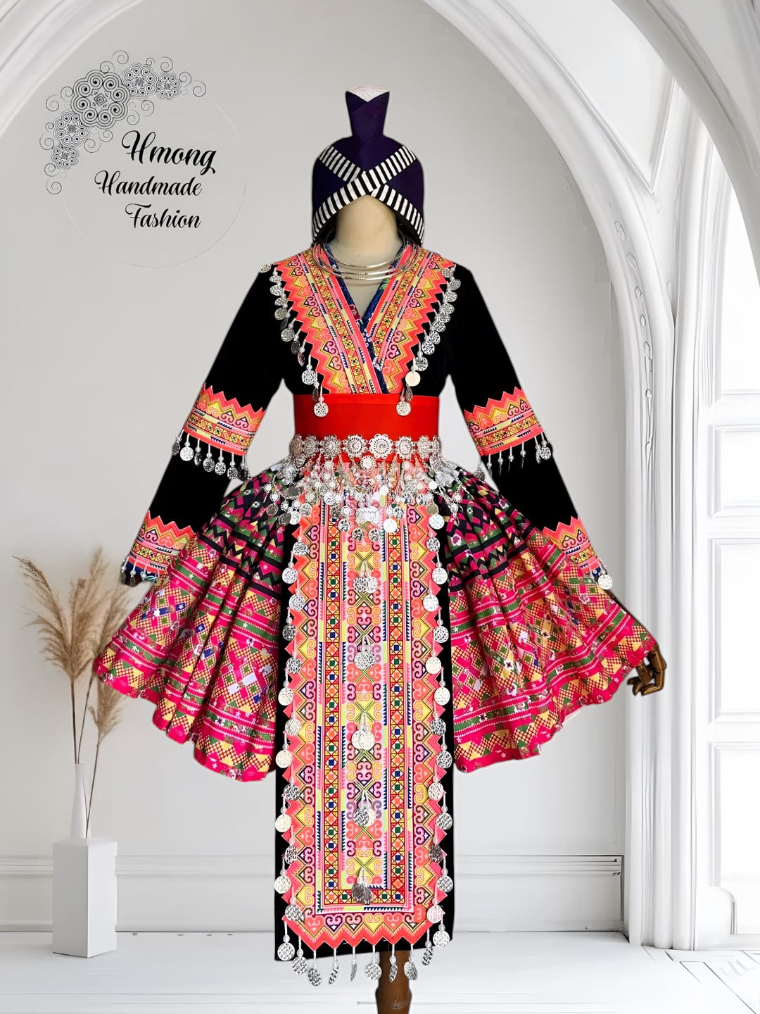 Hmong Dress for Women, Ethnic Embroidered Hmong Clothes, Hill Tribe ...