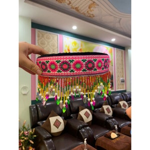 Handmade Hmong Hat, Ethnic Boho Handcrafted Headwear, Vintage Tribal ...