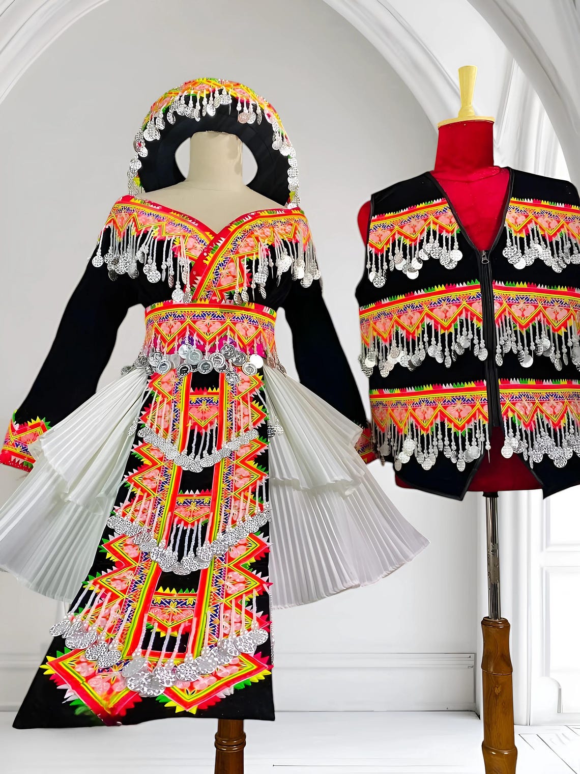 Hmong Embroideried Couple Set | Hmong Dress for Women | Ethnic Outfit ...