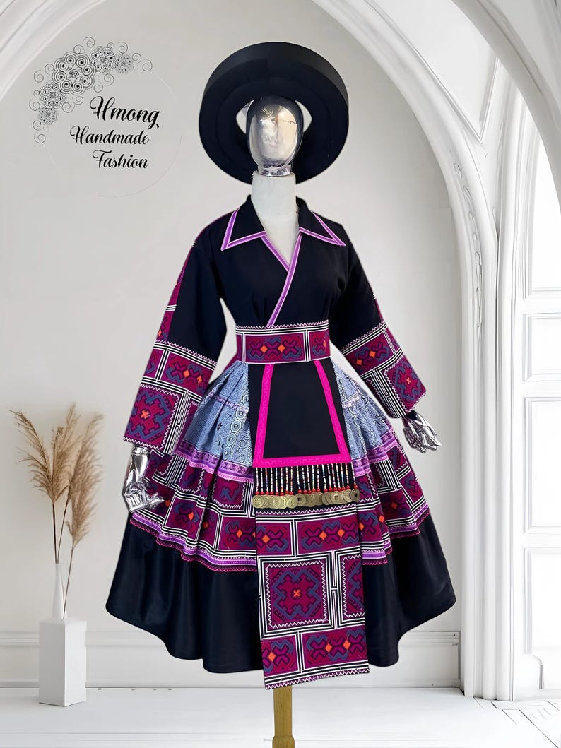 Hmong Dress for Women, Ethnic Embroidered Hmong Clothes, Hill Tribe ...