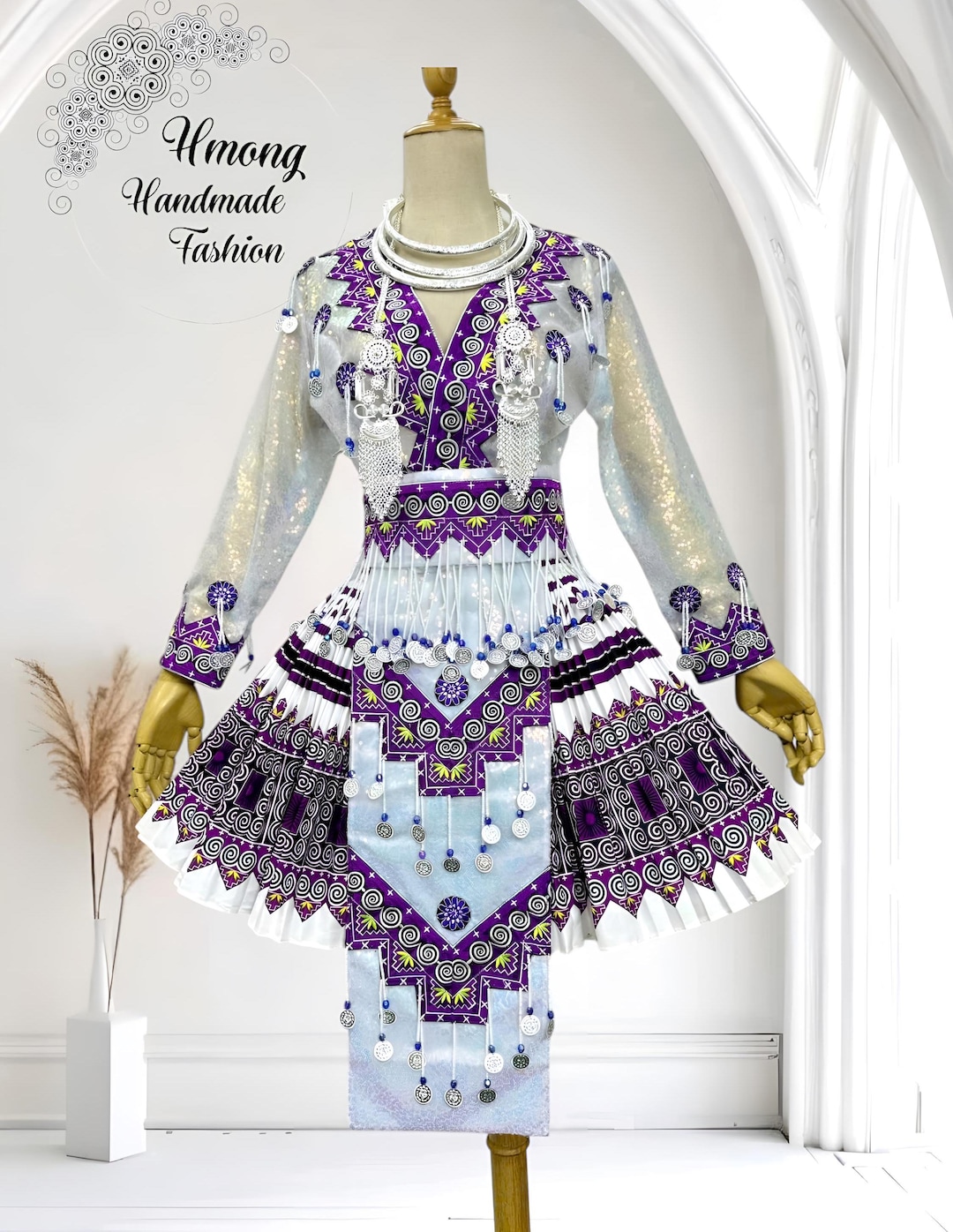 Hmong Dress for Women, Ethnic Embroidered Hmong Clothes, Hill Tribe ...